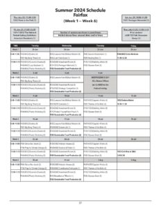 Schedule Pages for Summer 2024 catalog